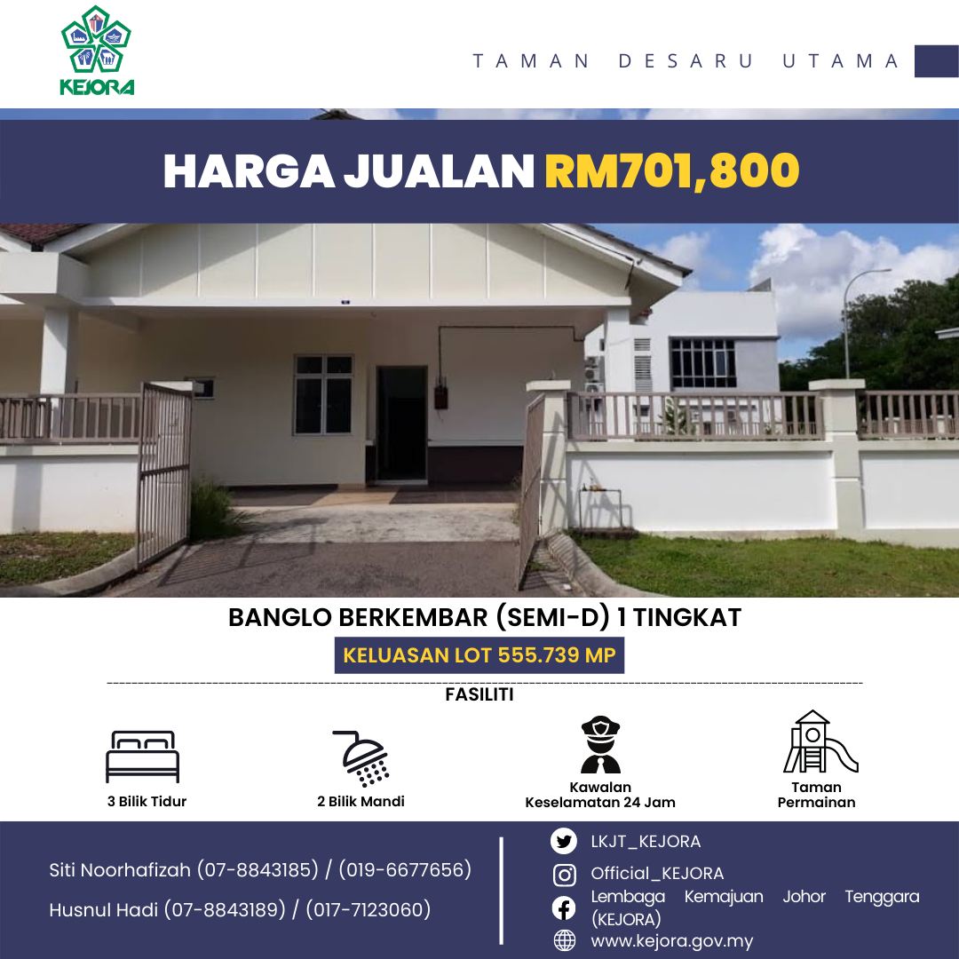 RUMAH & KEDAI UNTUK DIJUAL - KEJORA